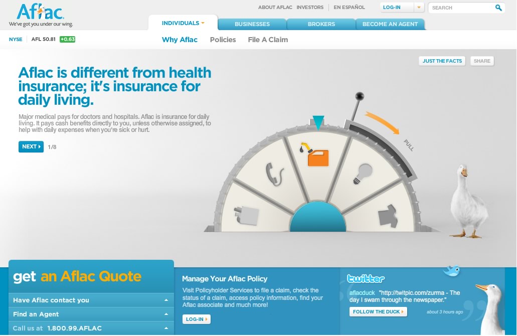 Aflac has a new Quacktastic website – Ninthlink