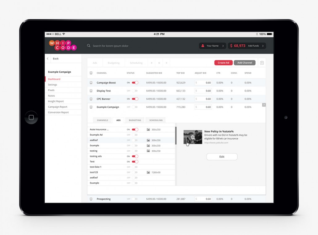 Whipcode Dashboard – Ninthlink